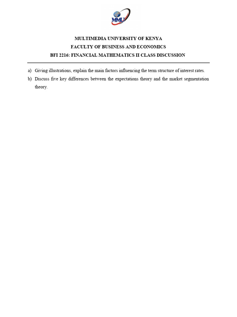 BFI 2216 Financial Math II Class Discussion | PDF