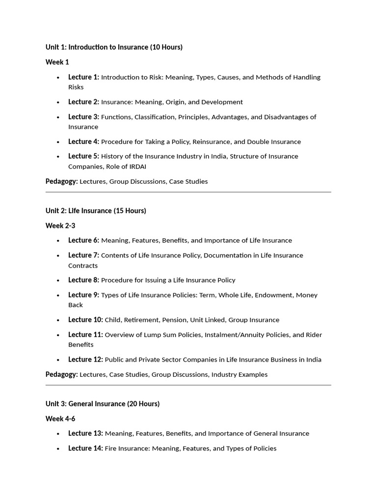 Comprehensive Insurance Course Overview | PDF | Insurance | Life Insurance