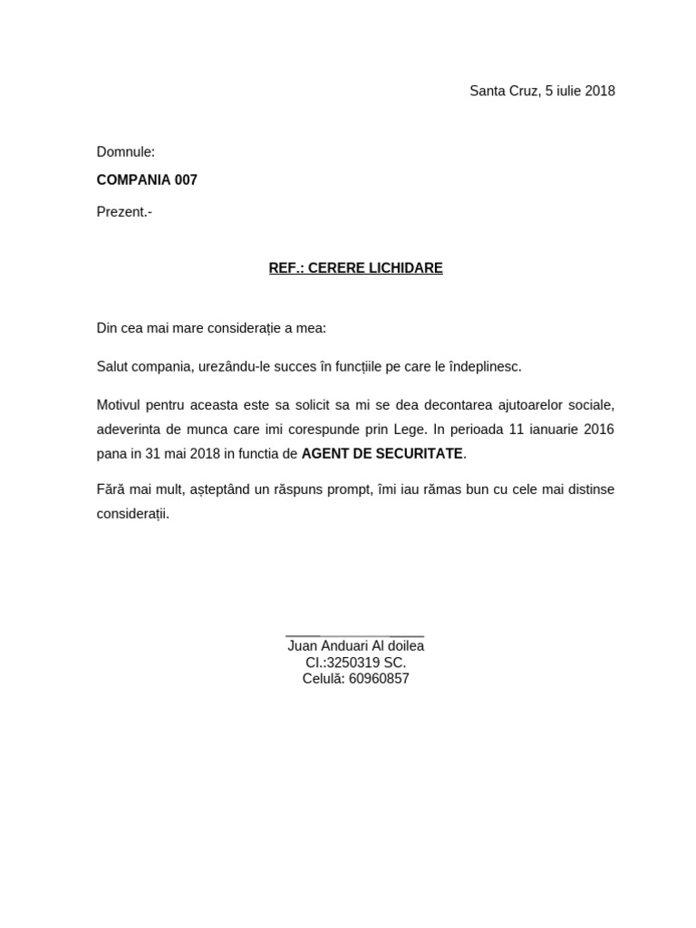 Cerere de lichidare | PDF