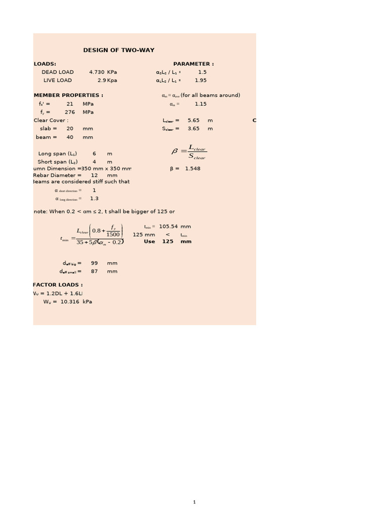 Two-Way Slab Design Parameters | PDF | Structural Engineering