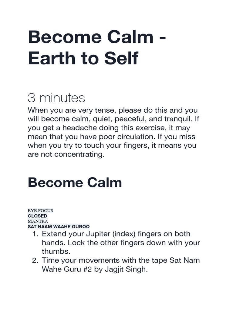 Become Calm - Earth To Self | PDF