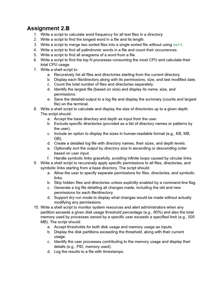 Shell Scripting Tasks for File and System Management | PDF | Computer File | Software