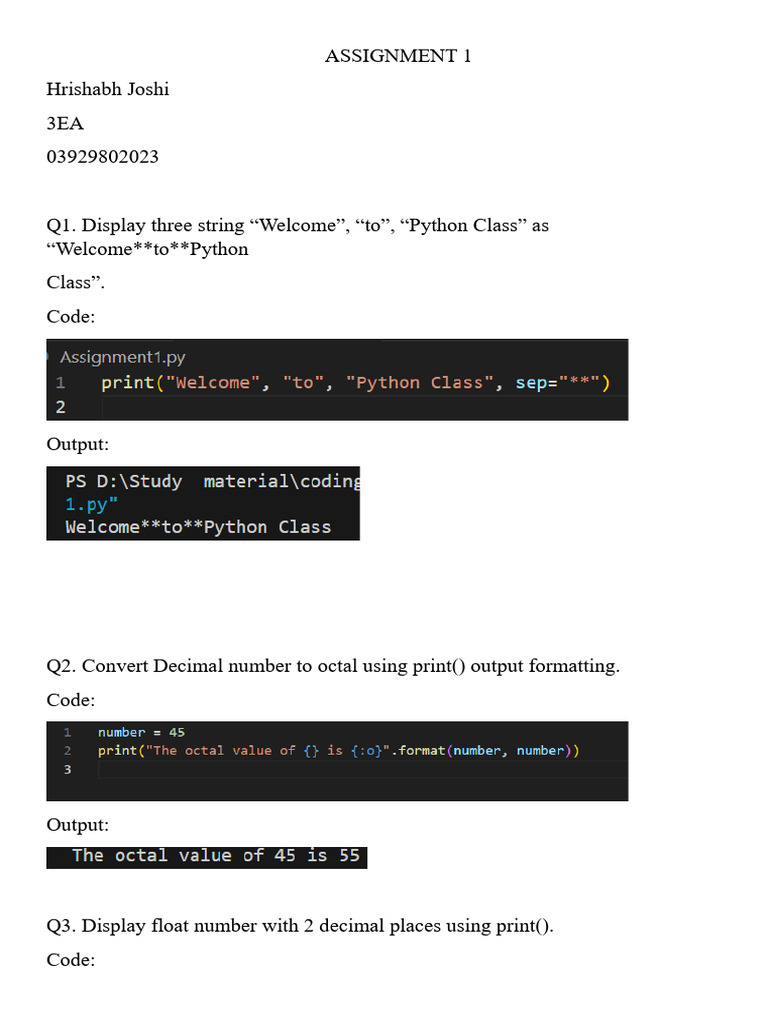 Python Programming Assignment Solutions | PDF
