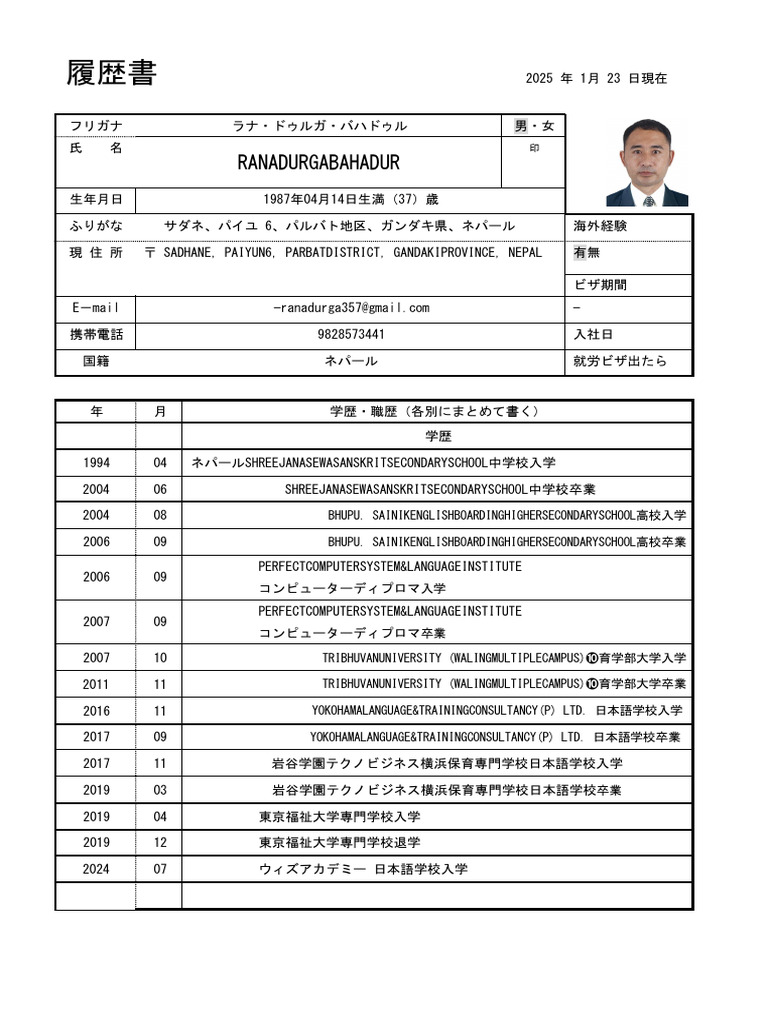 Cv of Rana Durga Bahadur(1).Docx | PDF