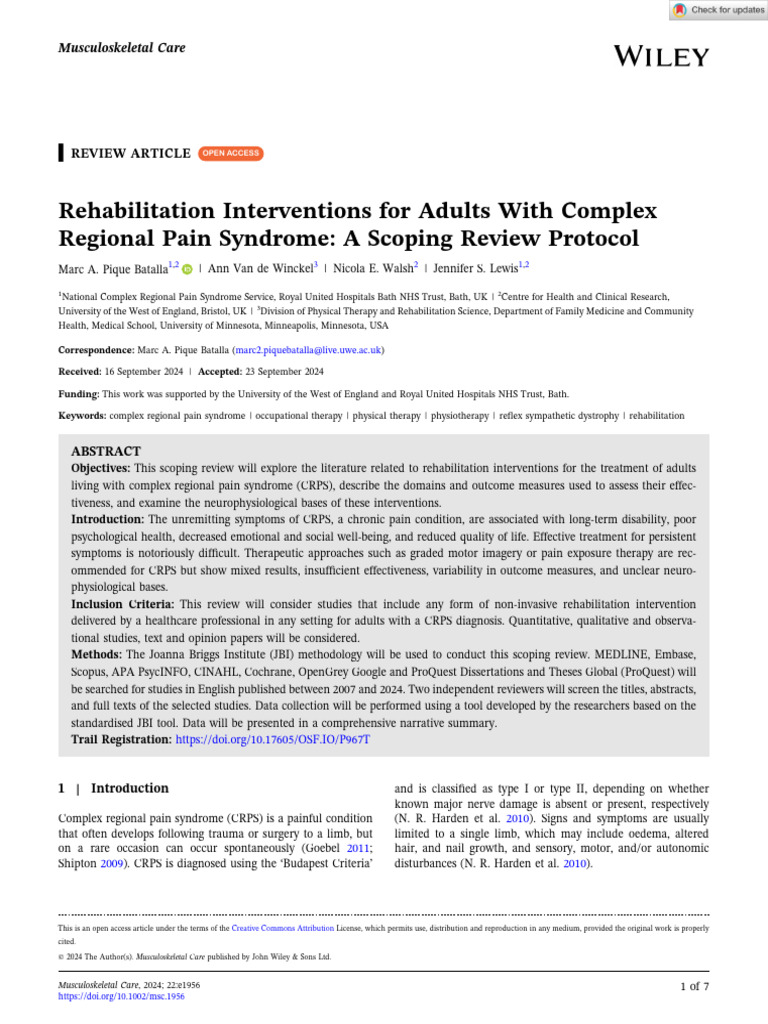 Musculoskeletal Care - 2024 - Pique Batalla - Rehabilitation ...