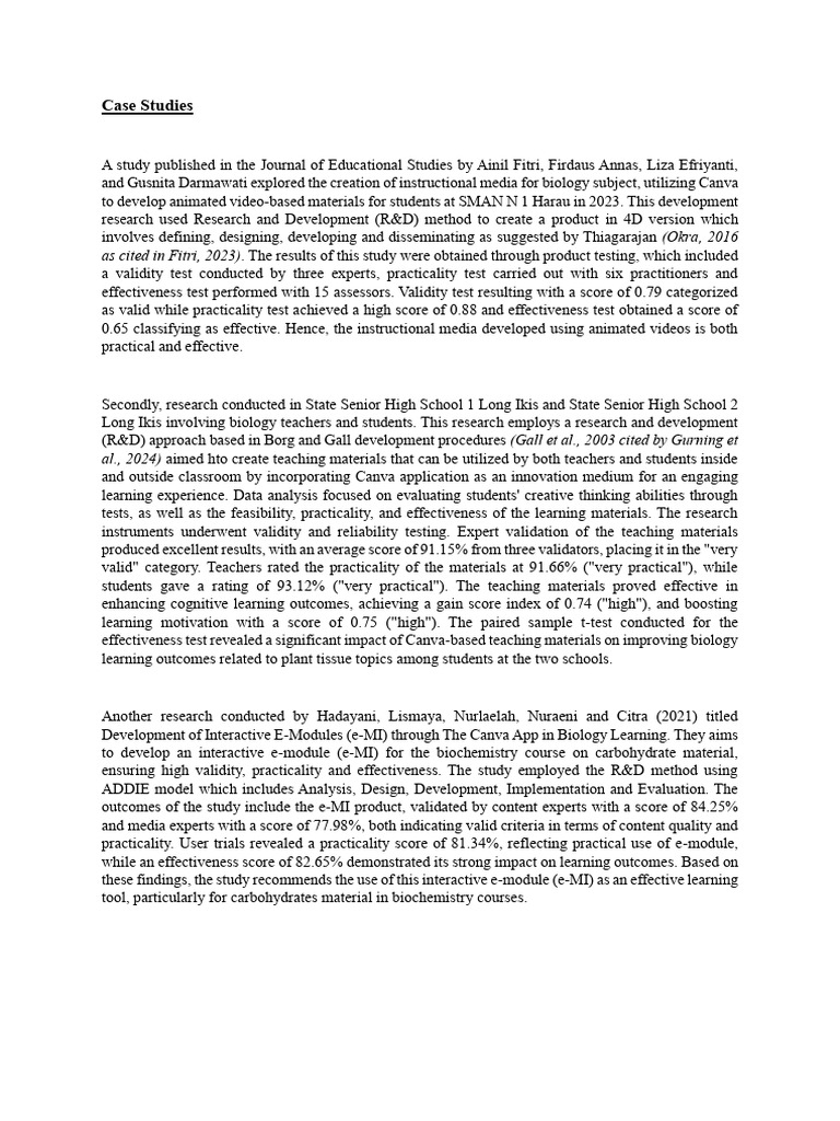 Case Studies - Technology in Education Using Canva | PDF | Teachers | Learning