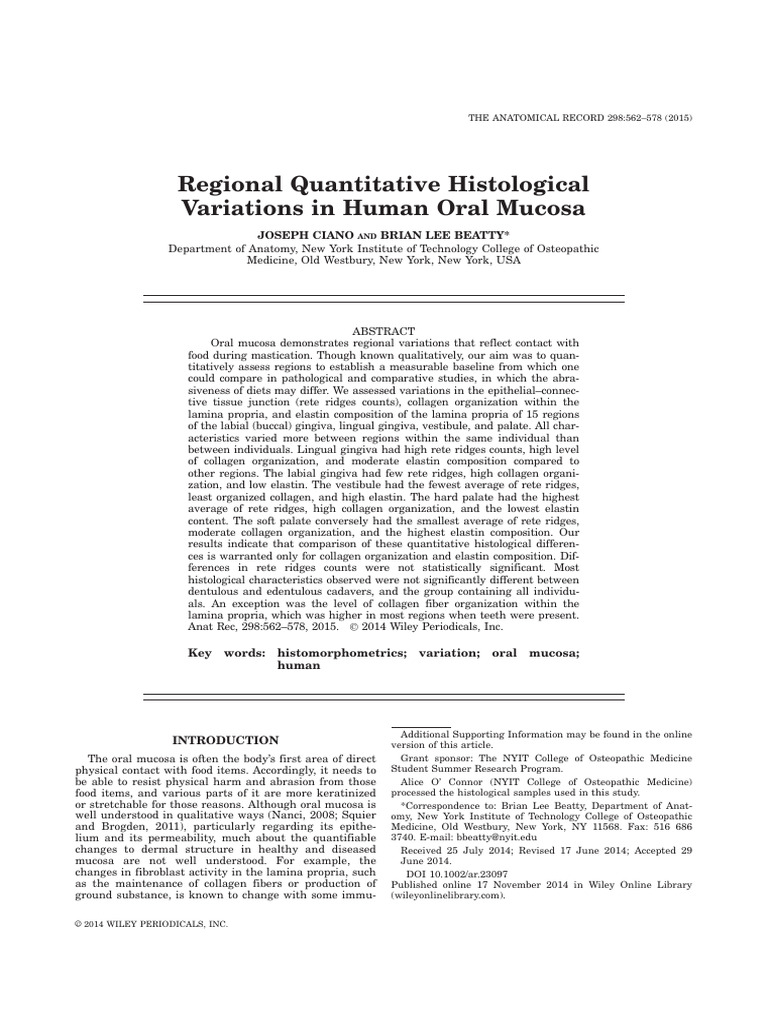 The Anatomical Record - 2014 - Ciano - Regional Quantitative ...