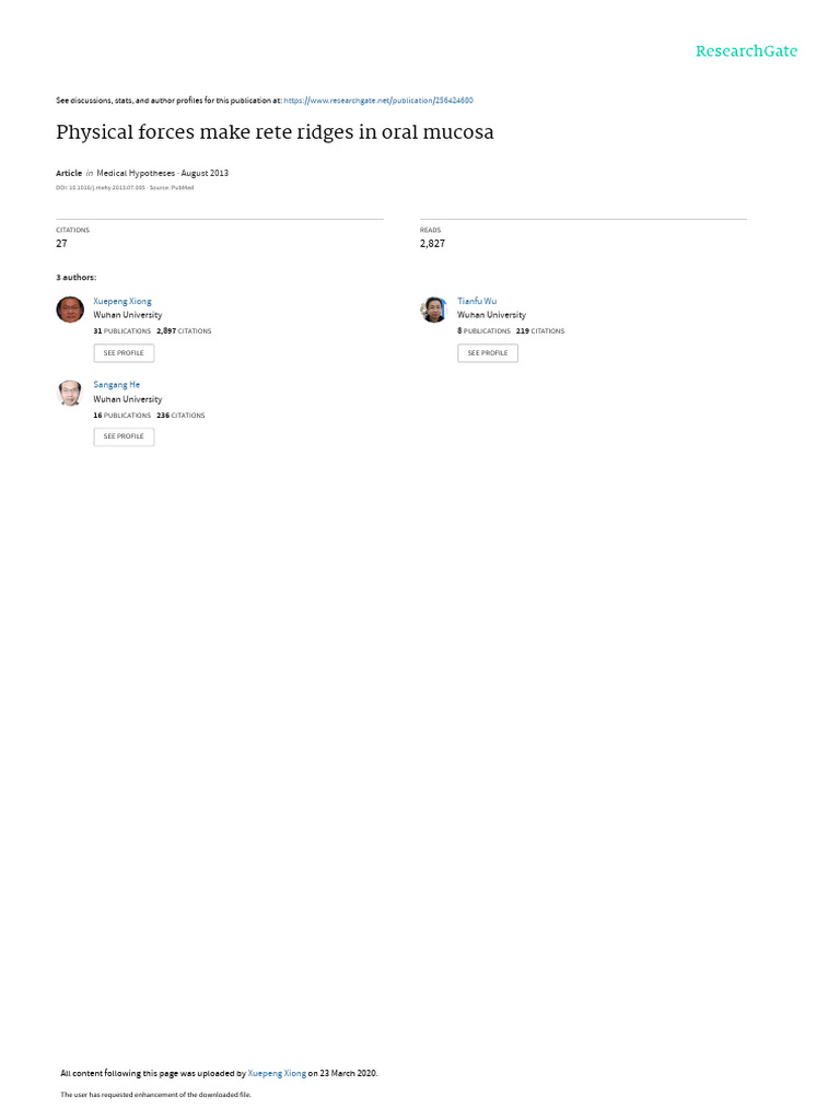 Physical Forces Make Rete Ridges in Oral Mucosa: Medical Hypotheses ...