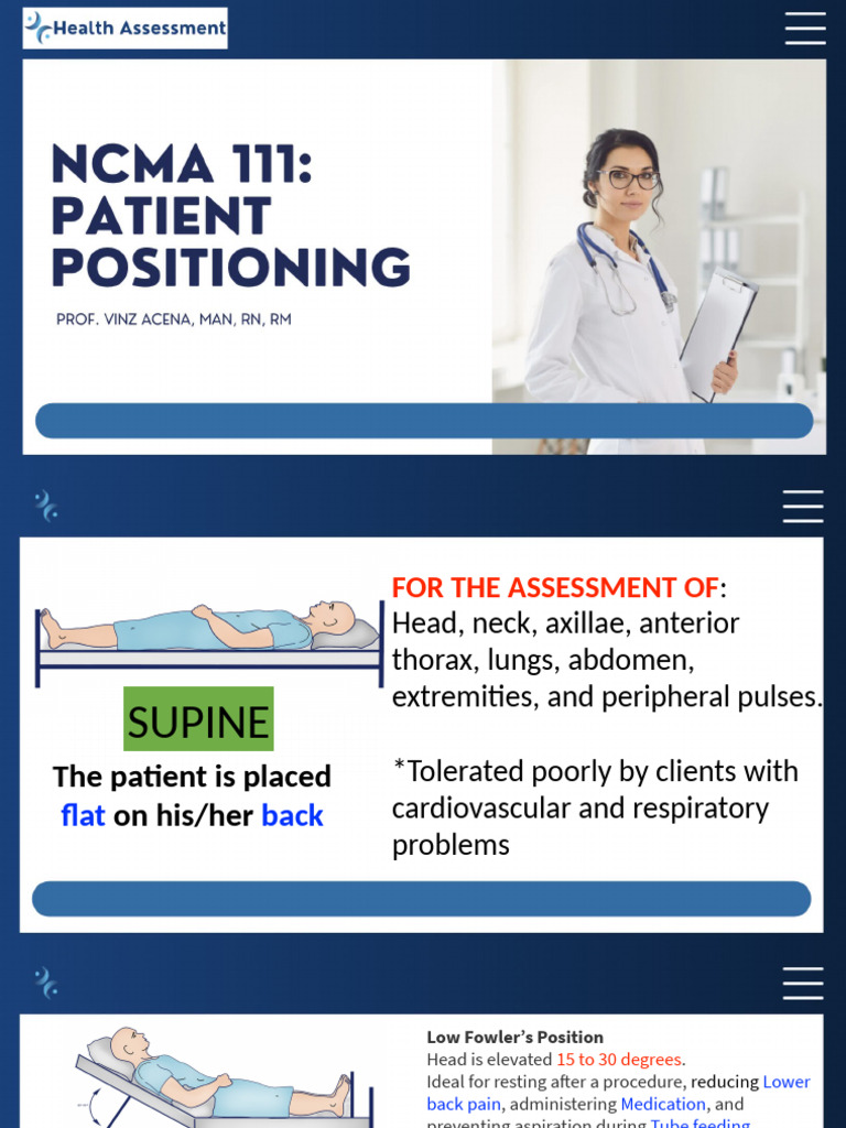 Patient Positions for Medical Assessments | PDF | Anatomical Terms Of ...
