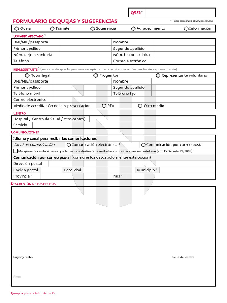 V11 Formulario de Quejas y Sugerencias Papel_ESP | PDF | Gobierno