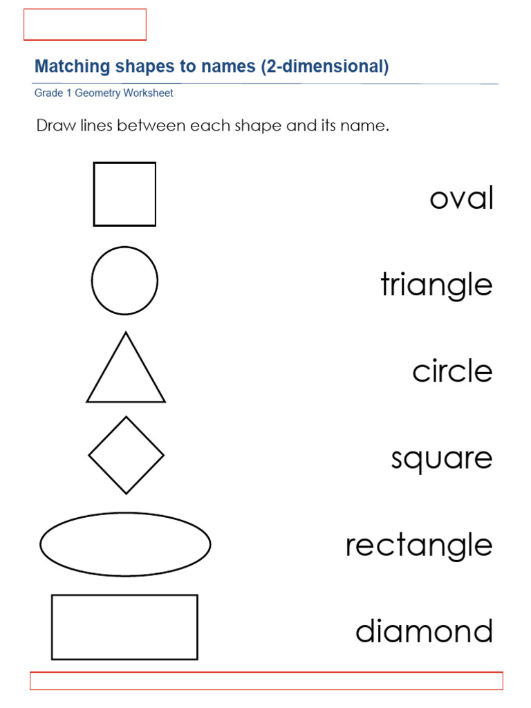 Grade 1 Geometry Match Shapes To Names | PDF