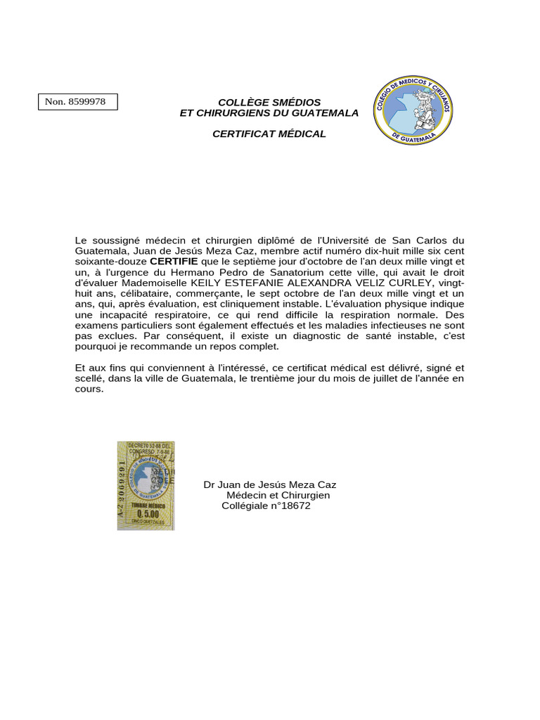 Certificats Médicaux | PDF