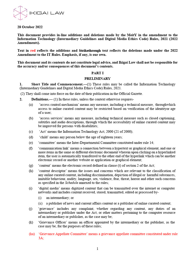 Redline Version of IT Rules Amendment 2022 1667189874 | PDF | Privacy ...