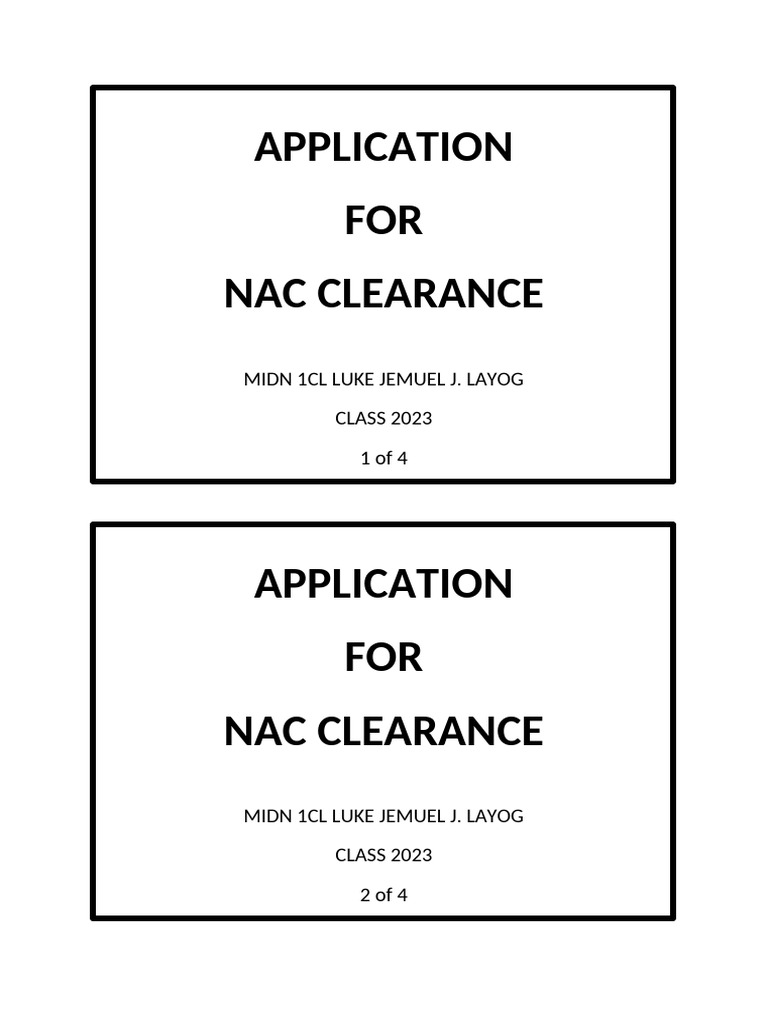 Nac Clearance | PDF