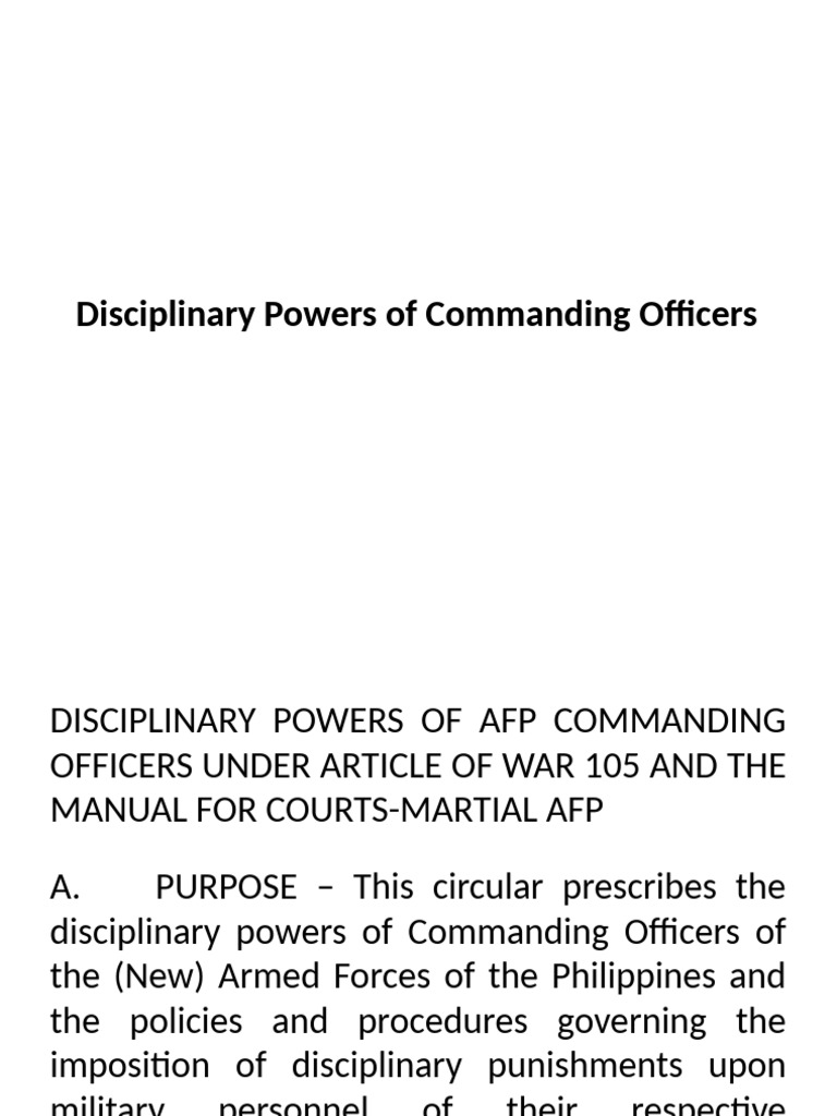 AFP Commanding Officers' Disciplinary Powers | PDF | Court Martial ...