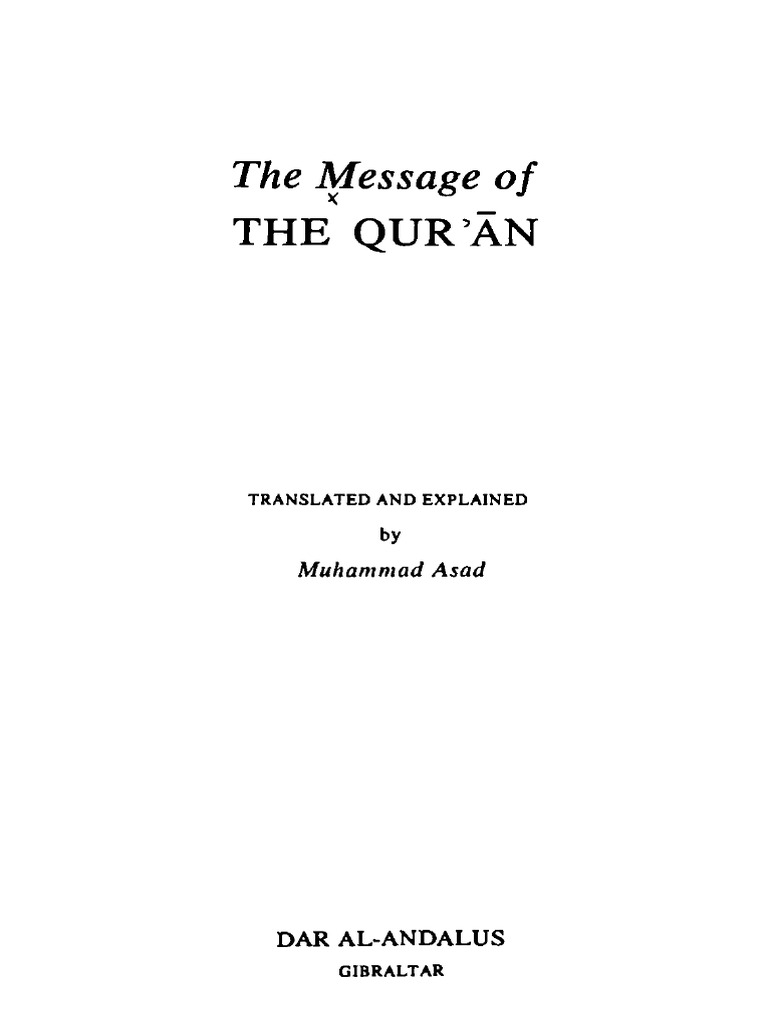 Muhammad Asad - The Message of The Qur'an-Dar Al-Andalus (1980) | PDF ...