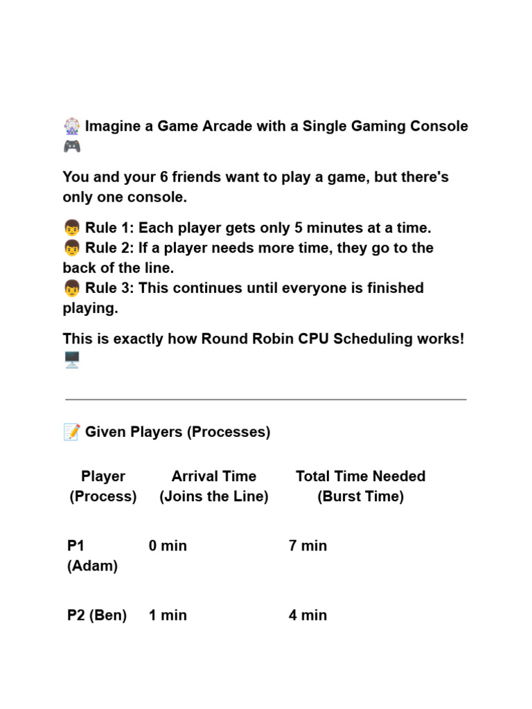 Round Robin A Game Arcade With A Single Gaming Console ? | PDF ...
