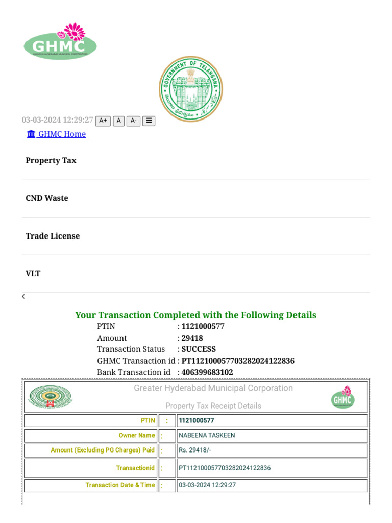 GHMC Property Tax | PDF