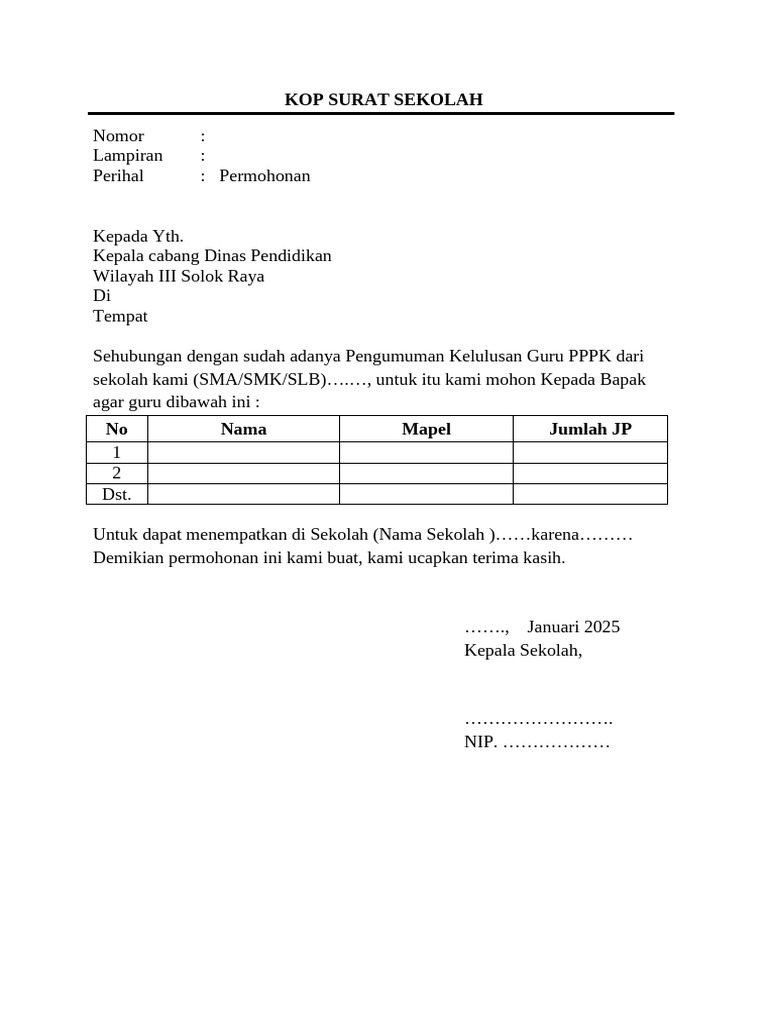 Format Penempatan PPPPK | PDF