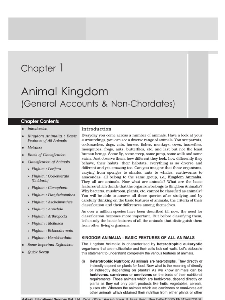 Aakash Zoology Module 1 | PDF