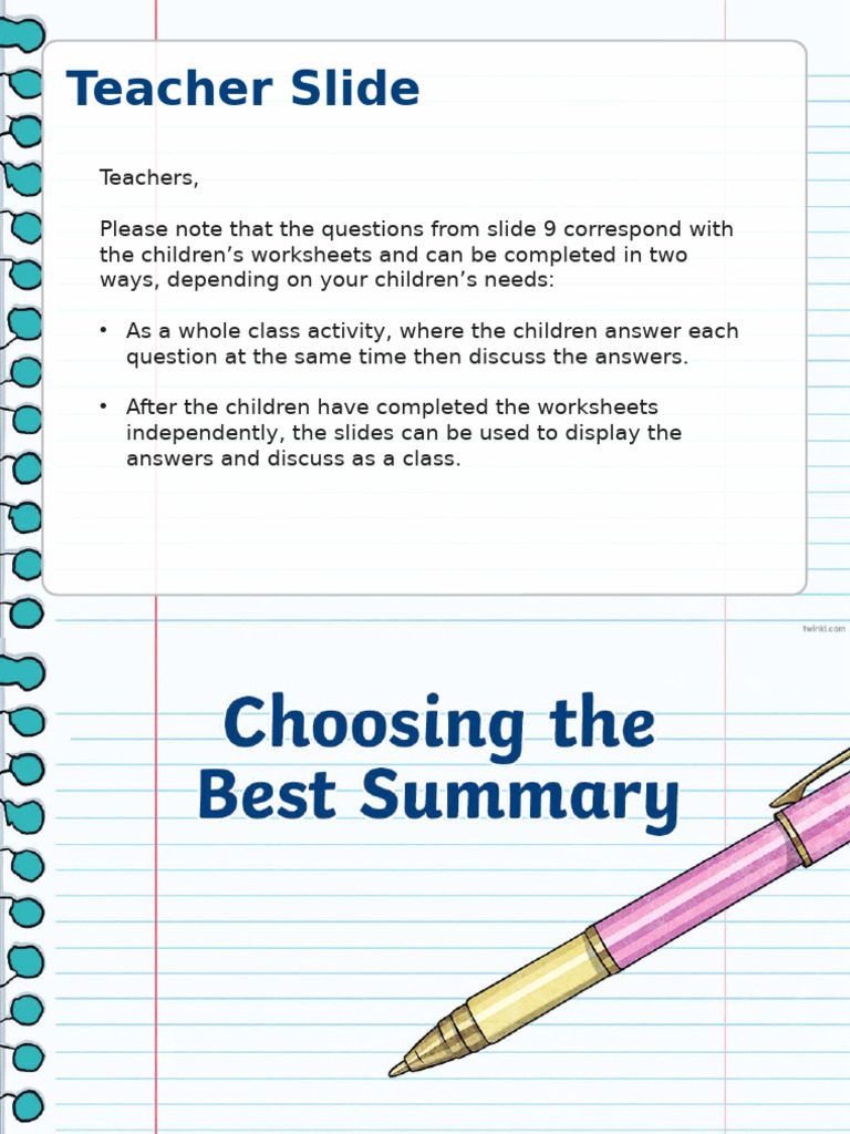 Choosing The Best Summary | PDF