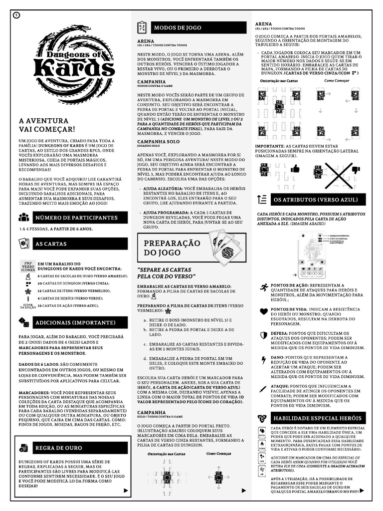 Dungeons of Kards 2.0 Manual | PDF