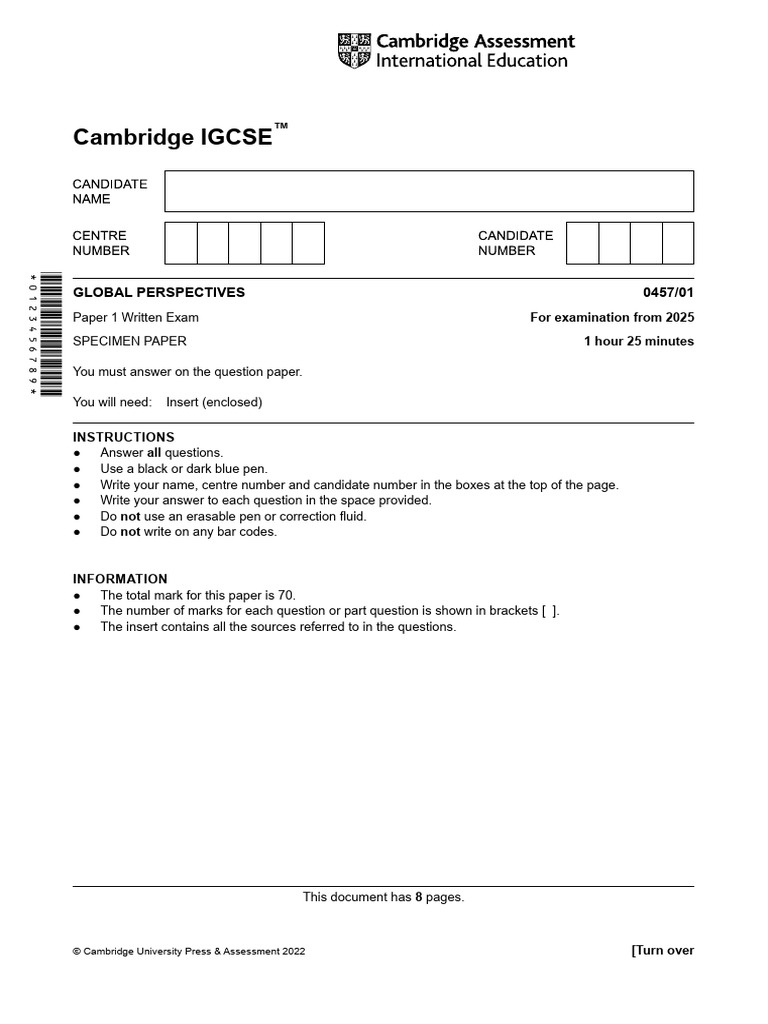 0457 2025 Specimen Paper 1 | PDF | Agriculture | Economic Inequality