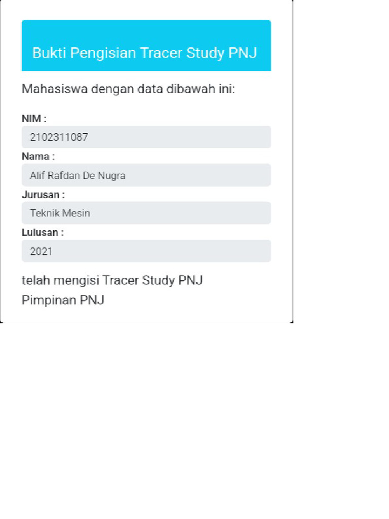 Bukti Pengisian Form Tracer Study | PDF