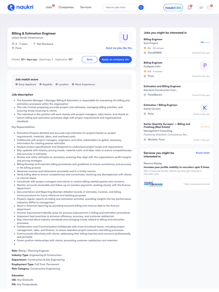 Billing & Estimation Engineer Role | PDF | Invoice | Audit