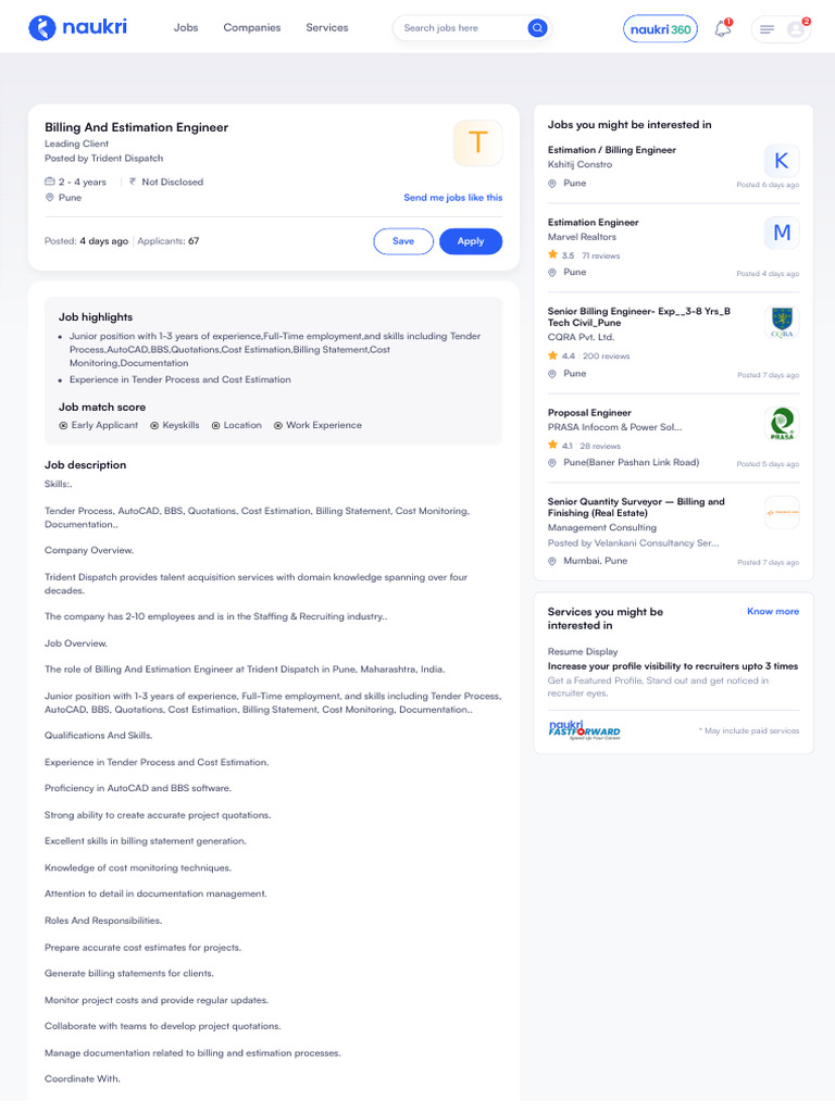 Billing and Estimation Engineer | PDF | Business