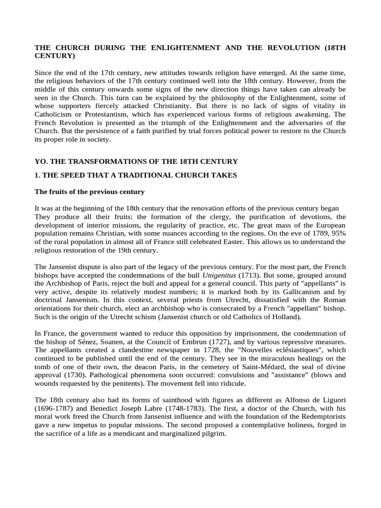 The Church During the Enlightenment and the Revolution | PDF | Age Of ...