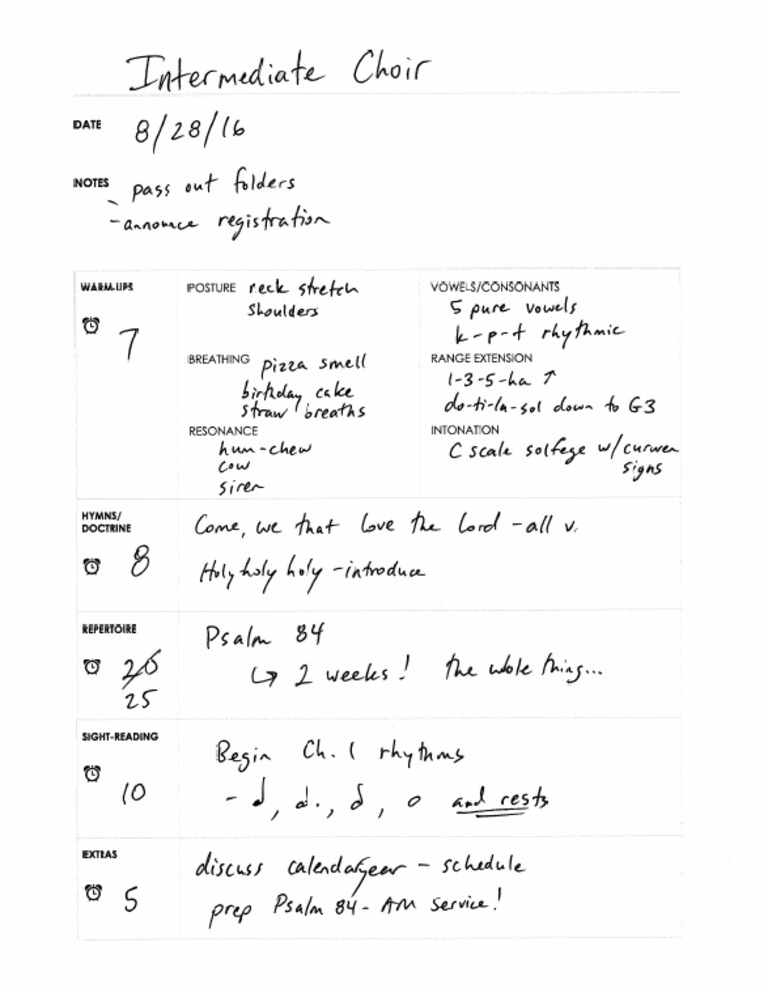 Sample Choral lesson plan | PDF
