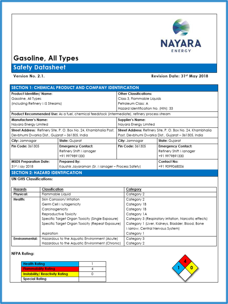 Gasoline, All Types | PDF