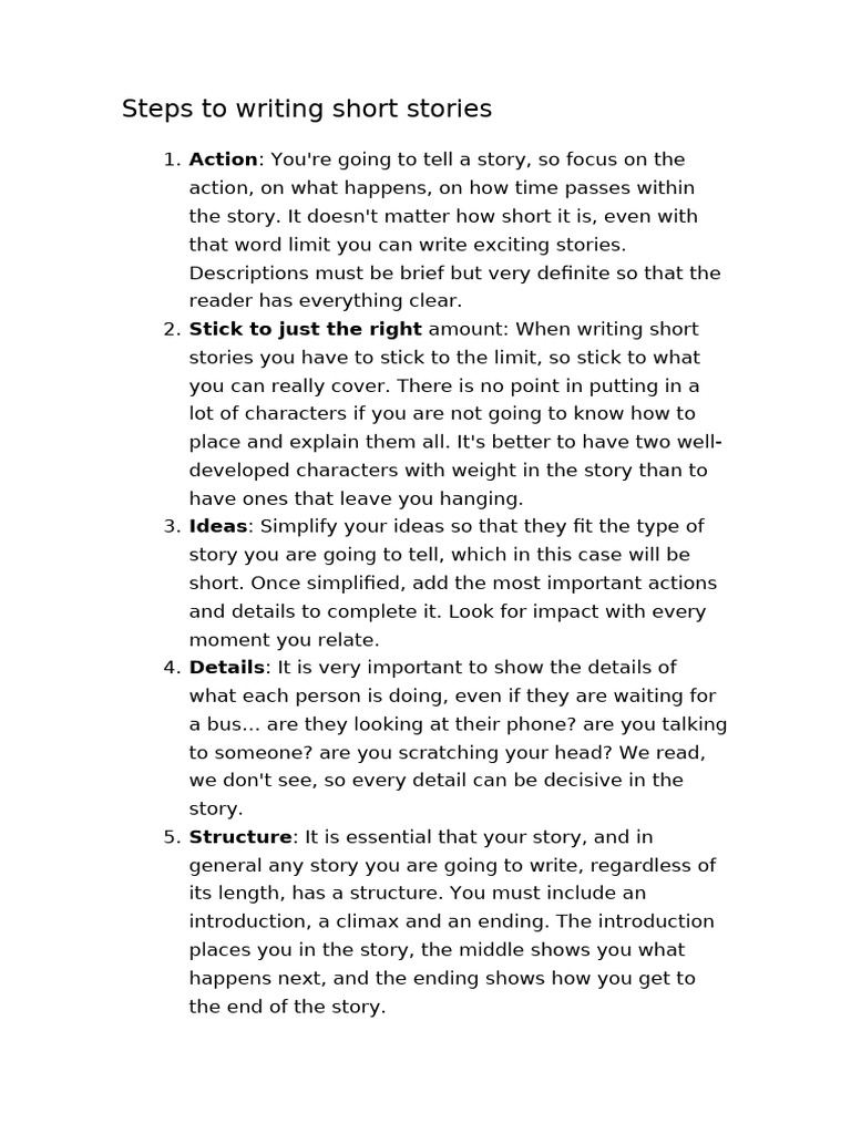 Steps To Write Short Stories | PDF