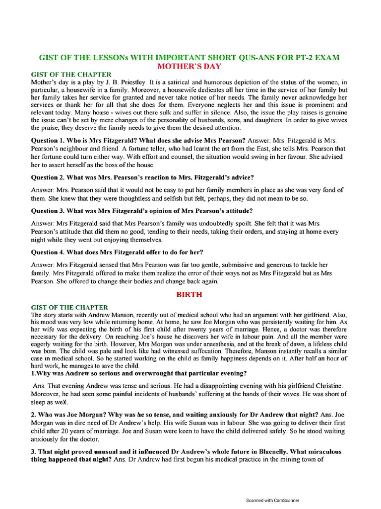 Important Qus-Ans With Gist of The Lessons For PT-02 | PDF