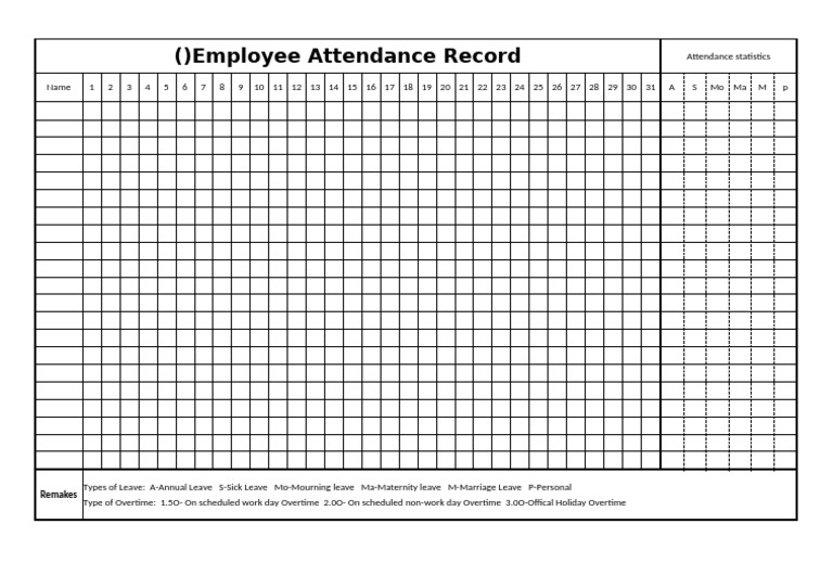 Employee Attendance Record-WPS Office | PDF