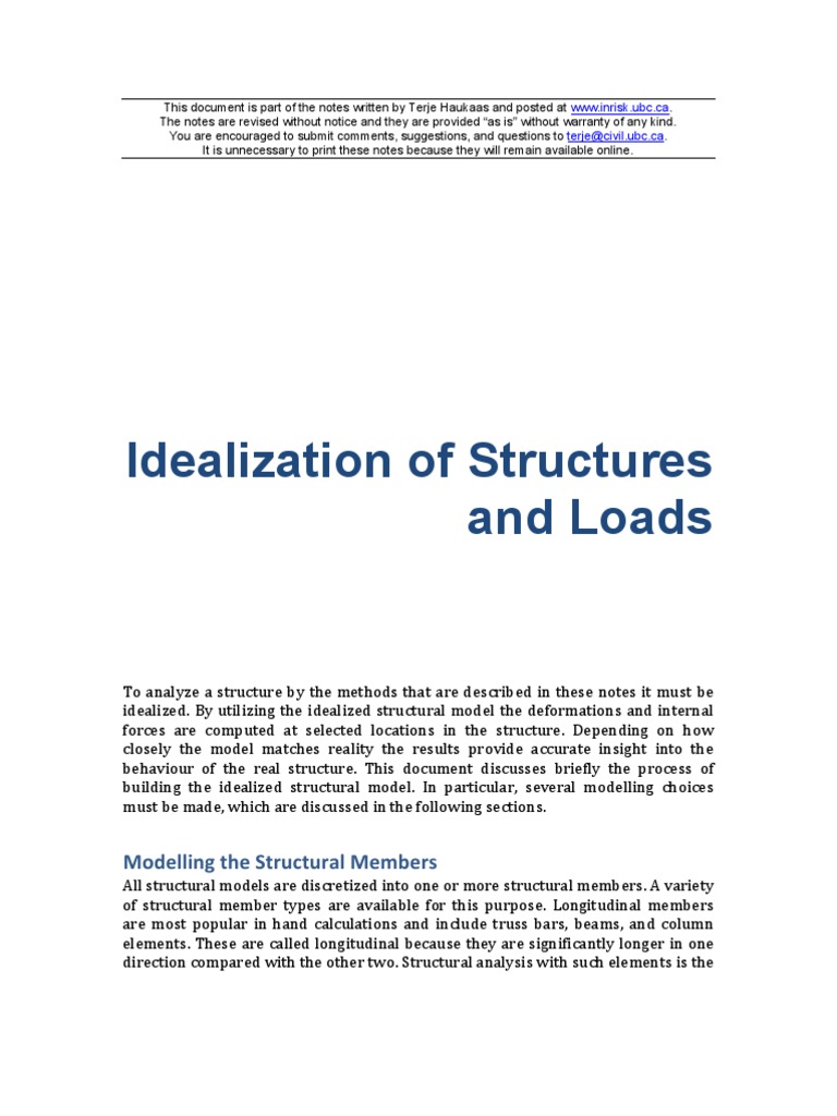 Structural ANALYSIS Idealization of Structures and Loads | PDF ...