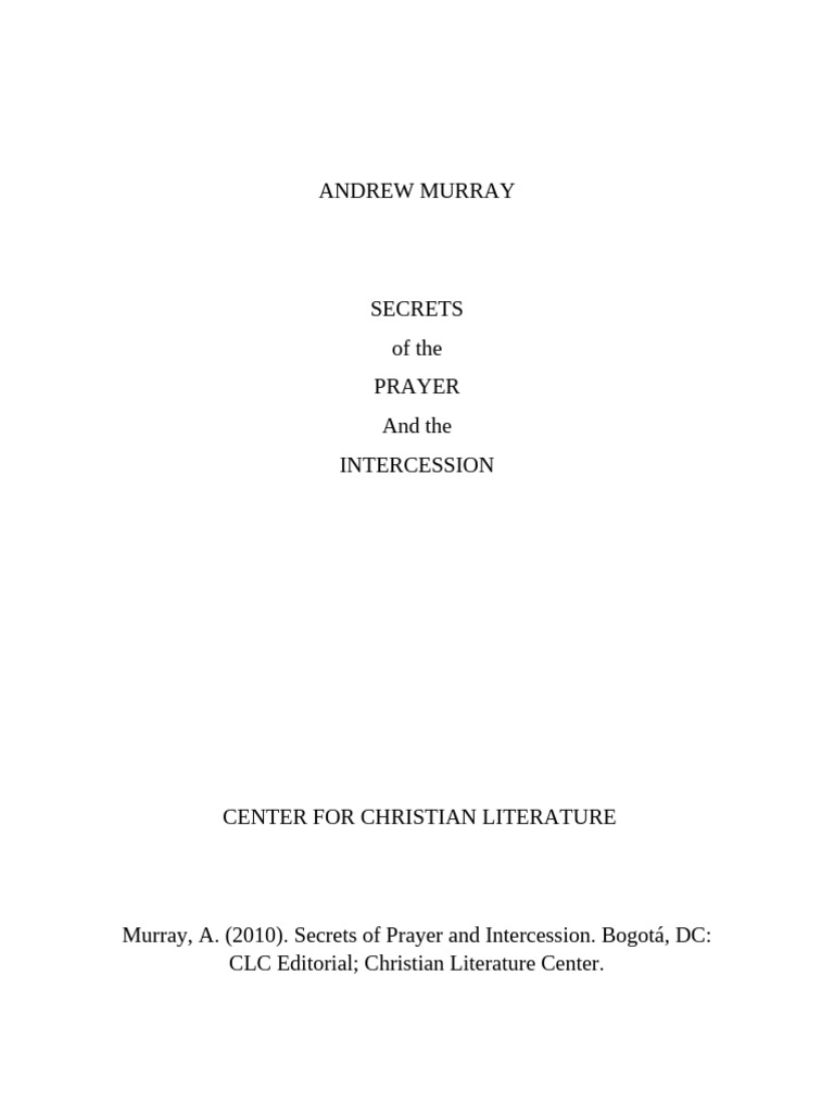 Secrets of Prayer by Andrew Murray | PDF | Jesus | Resurrection Of Jesus