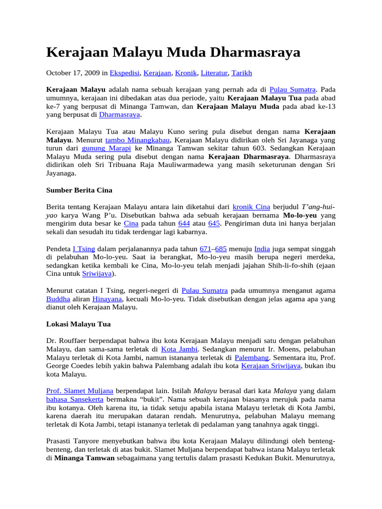 Kerajaan Malayu Muda | PDF