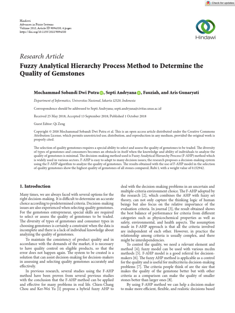 Advances in Fuzzy Systems - 2018 - Dwi Putra - Fuzzy Analytical Hierarchy Process Method To ...