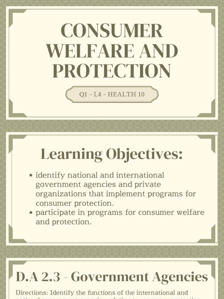 Q1 L4 Consumer Welfare and Protection | PDF | Consumer Protection ...
