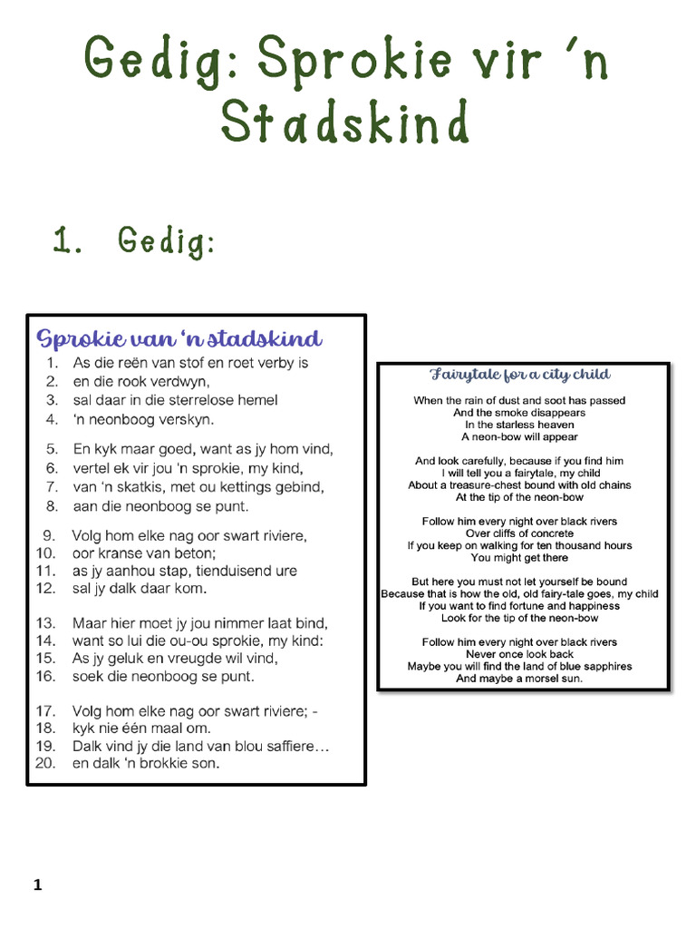 1. Gedig - sprokie | PDF