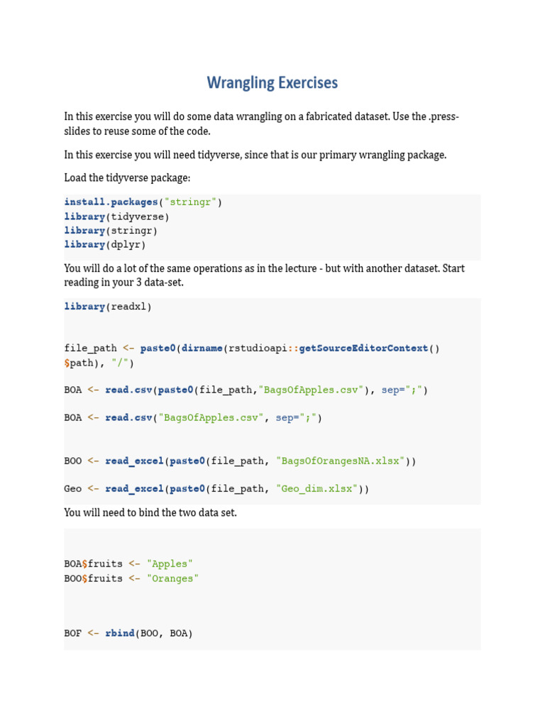 Programming in R. Ex5-Wrangling | PDF | Computer Programming | Computing