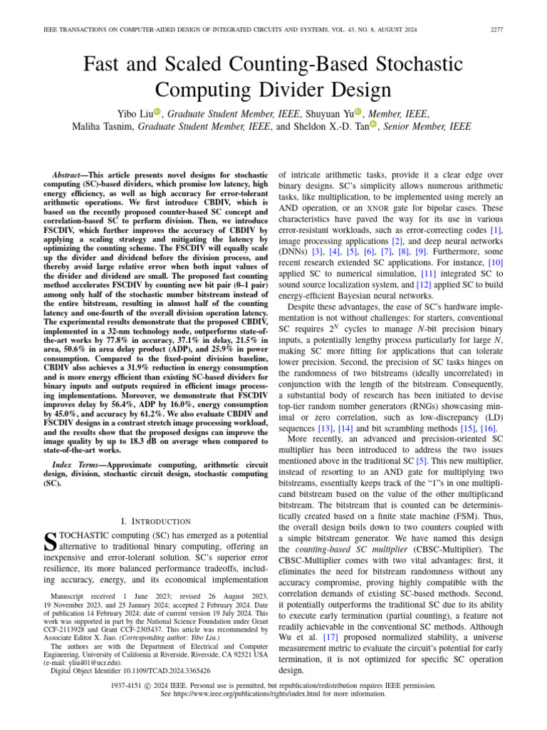 Stochastic Divider Design Advances | PDF | Division (Mathematics)