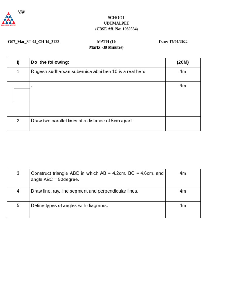 G07 - Mat - ST 05 - CH 14 - 2122 | PDF