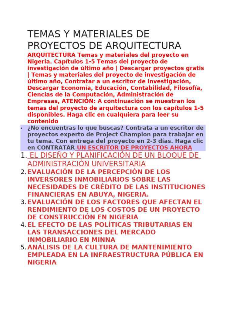 Temas y materiales de proyectos de arquitectura | PDF | Nigeria | edificio