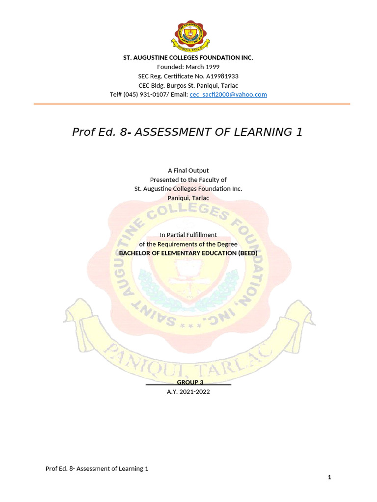 For Revision Group 3 Beed Iii | PDF | Educational Assessment | Reading ...