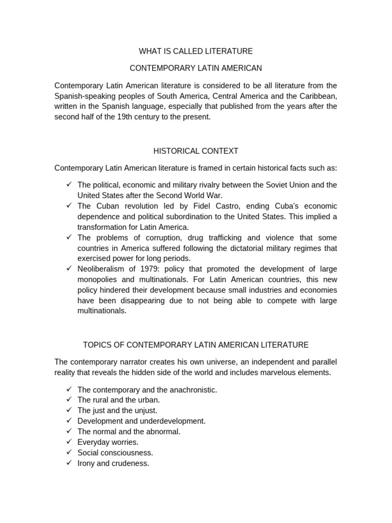 Contemporary Latin American Literature | PDF | Cuba | Narrative