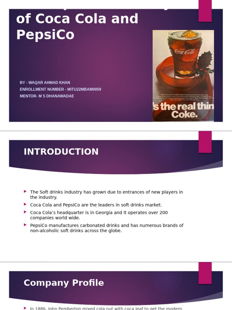 A Comparative Study of Coca Cola and PepsiCo | PDF | Pepsi | Coca Cola