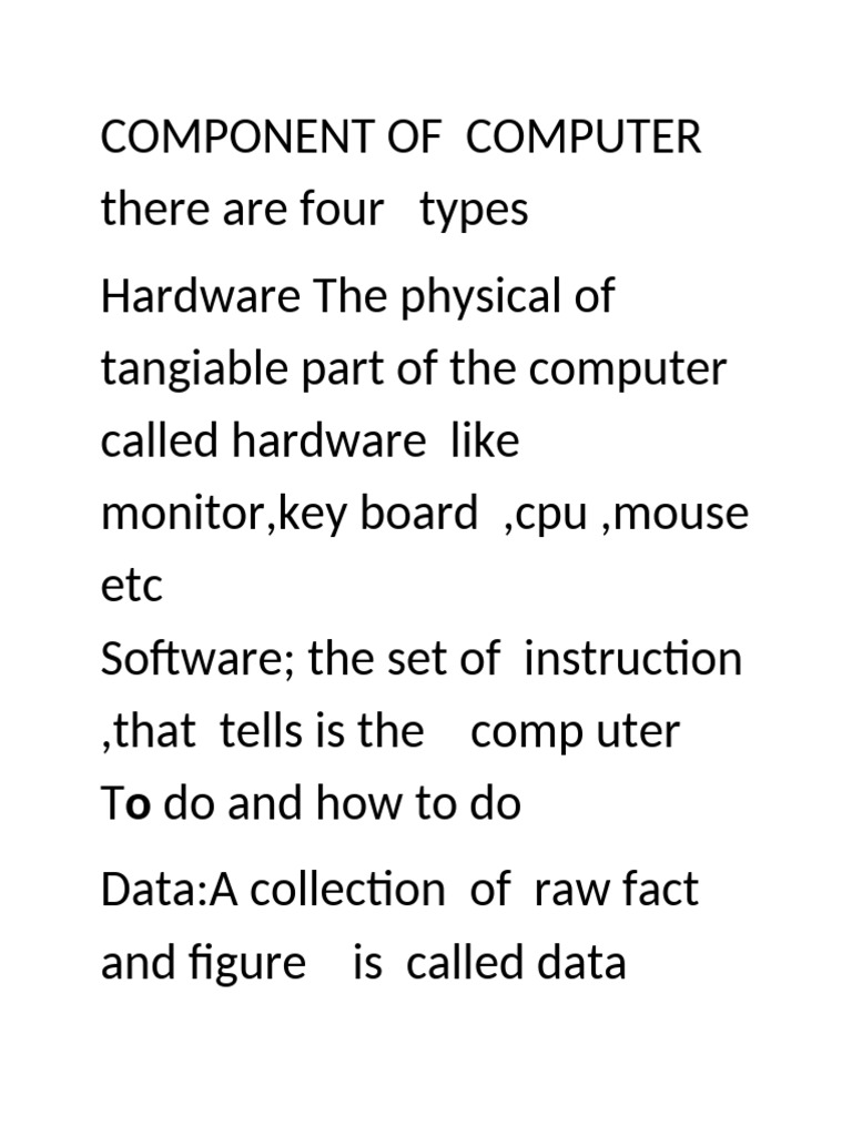 COMPONENT of COMPUTER There Are Four Types (Autosaved) | PDF